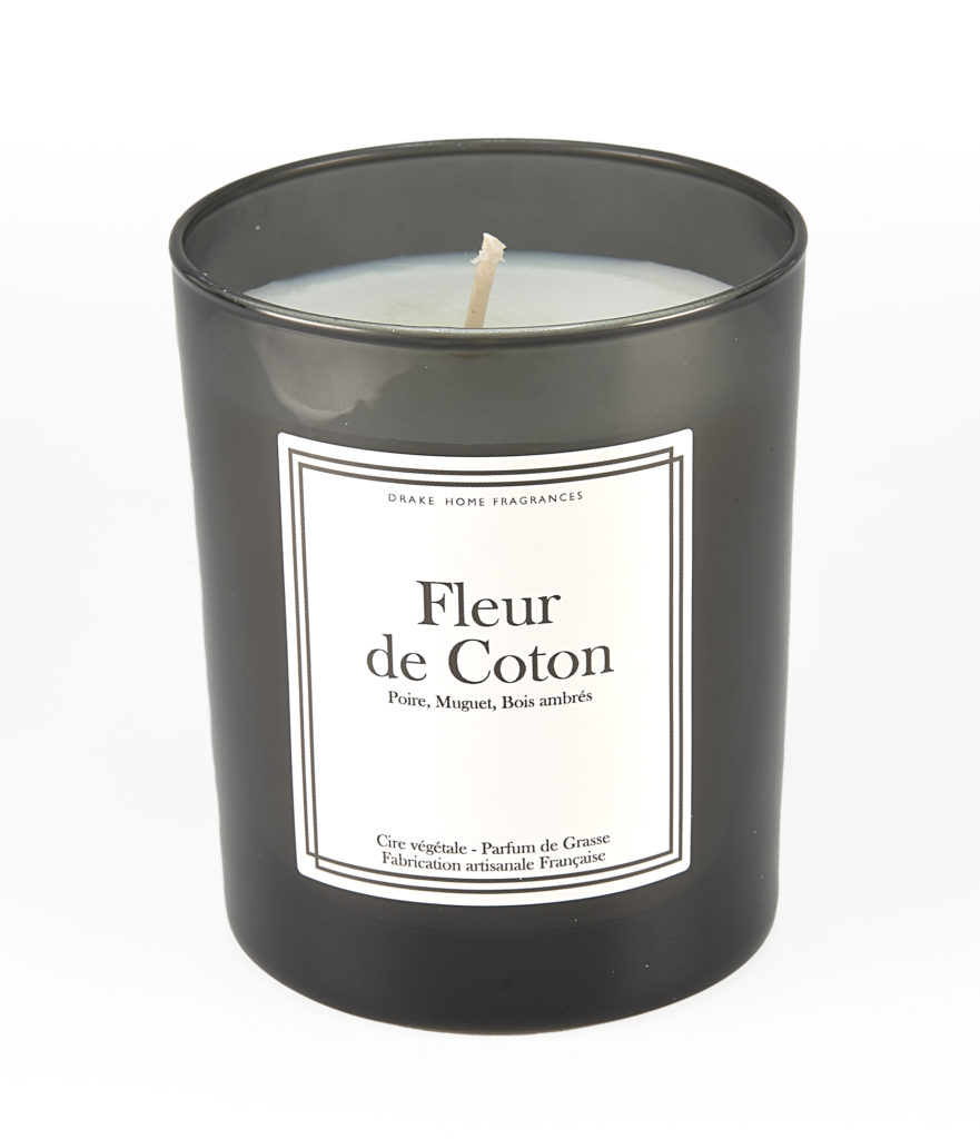 Bougie parfumée en verre fumé - Fleur de coton - DRAKE MANUFACTURE