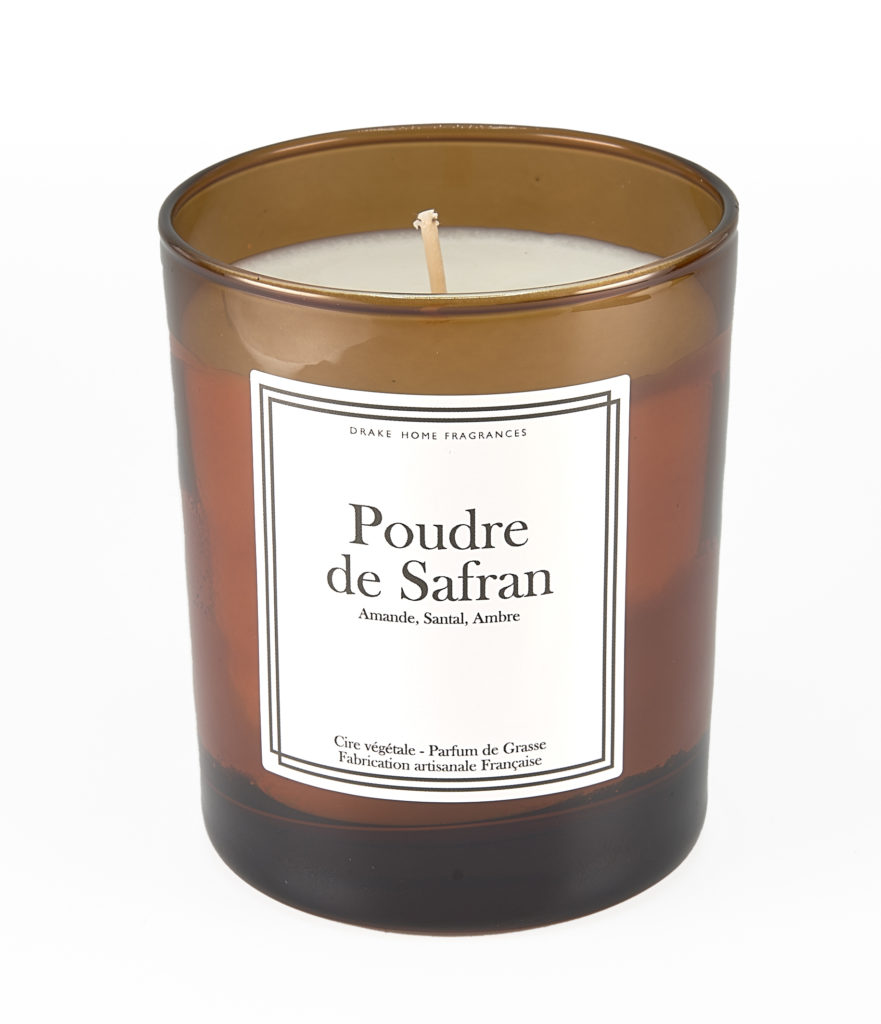 Bougie parfumée en verre fumé - Poudre de safran - DRAKE MANUFACTURE